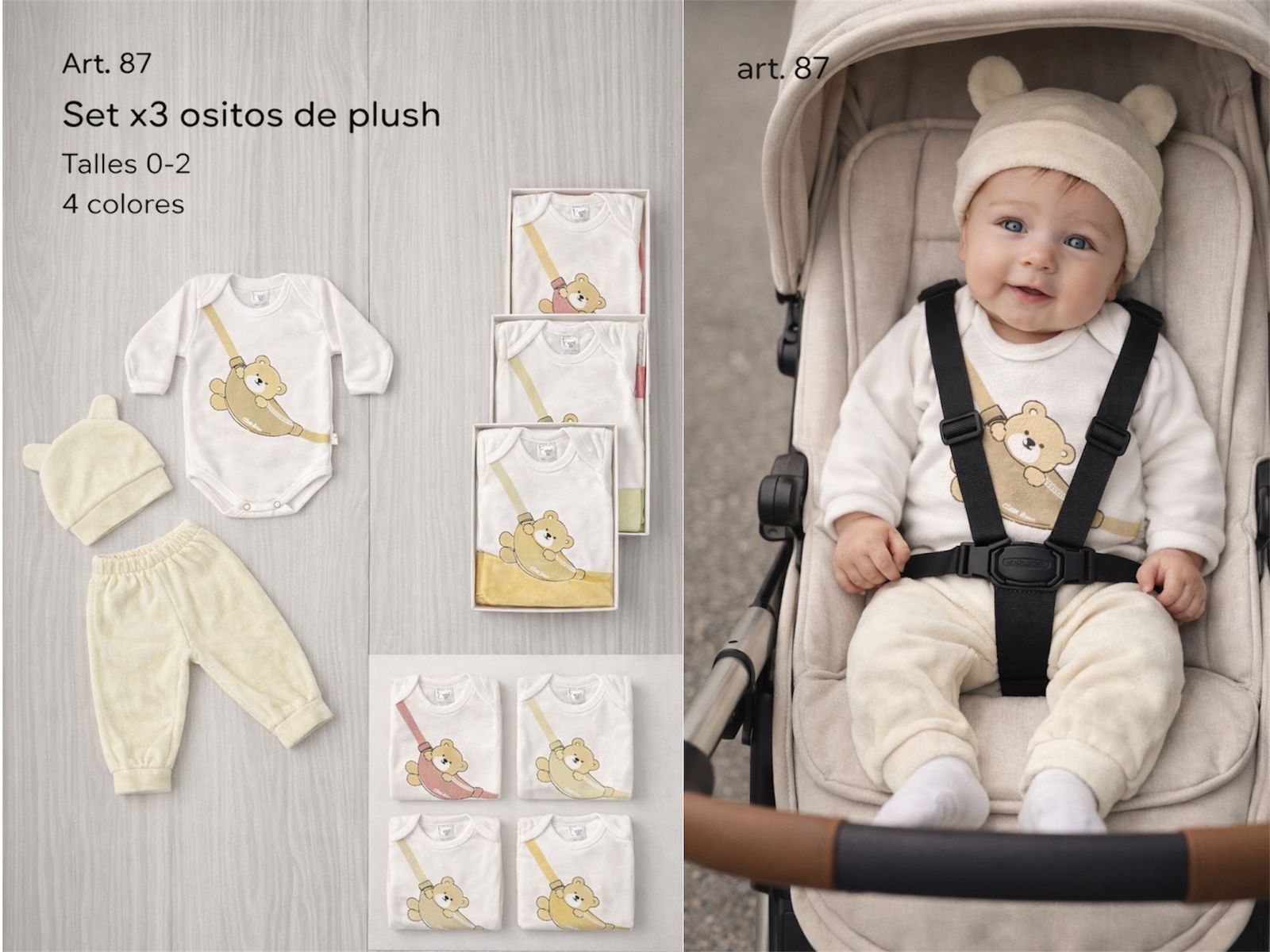 Set en caja 3 piezas PLUSH Micky Baby T.(0-1-2) Art.87 | Casa Andy